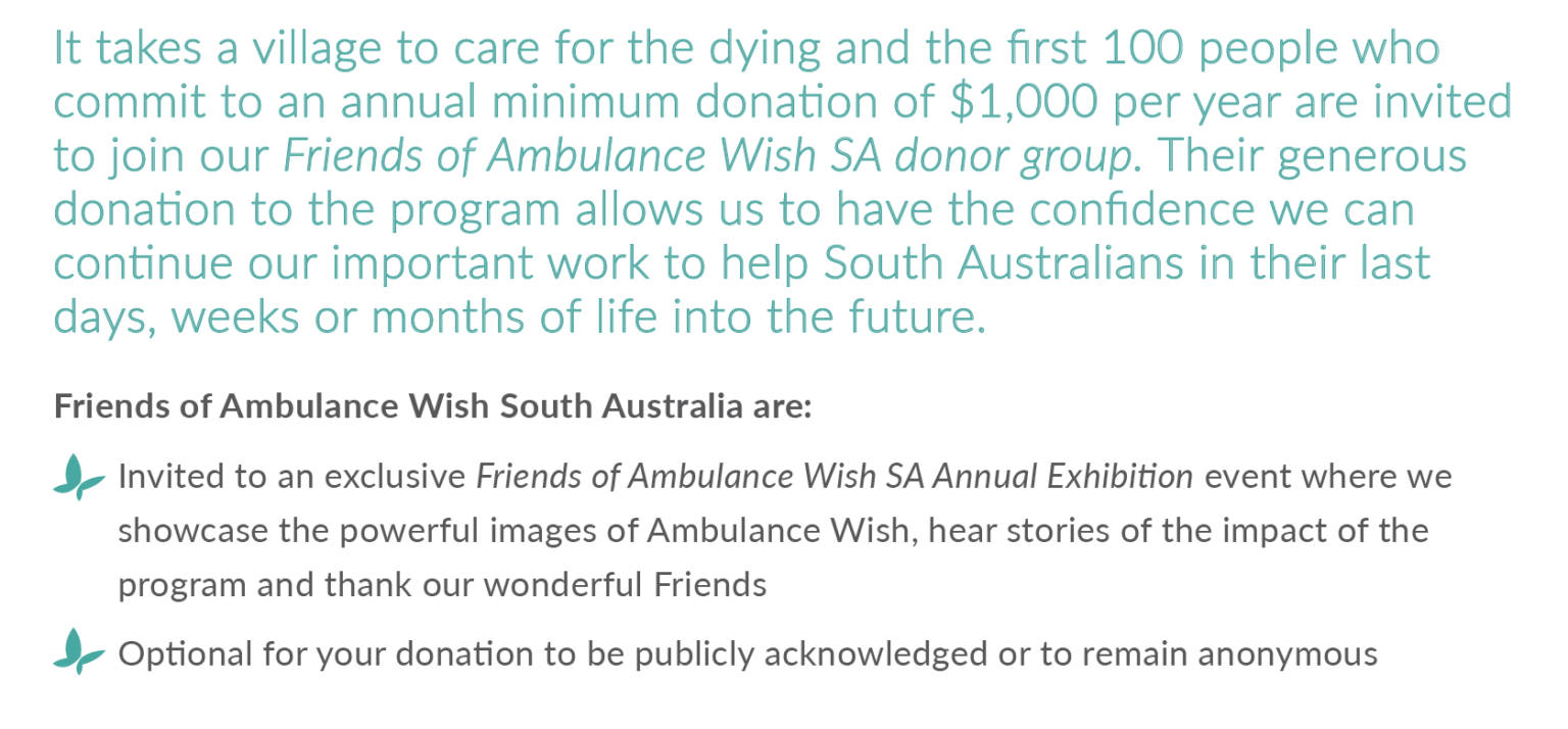 Friends of Ambulance Wish SA | Ambulance Wish South Australia